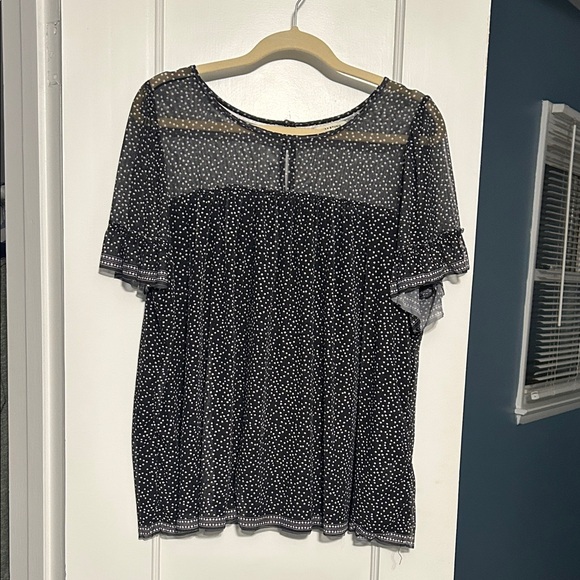 Max Studio | Tops | Max Studio Sheer Black And White Polka Dot Blouse ...